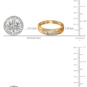 Dazzlingrock Collection 0.10 Carat Round White Diamond Illusion Wedding Trio Ring Set in Yellow Gold Plated Sterling Silver, Women size 5.5 and Men size 7.5