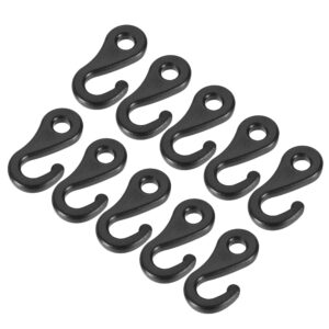 meccanixity camping snaps hooks plastic buckles, 6.5mm hole clip accessories for tent canopy, black pack of 30