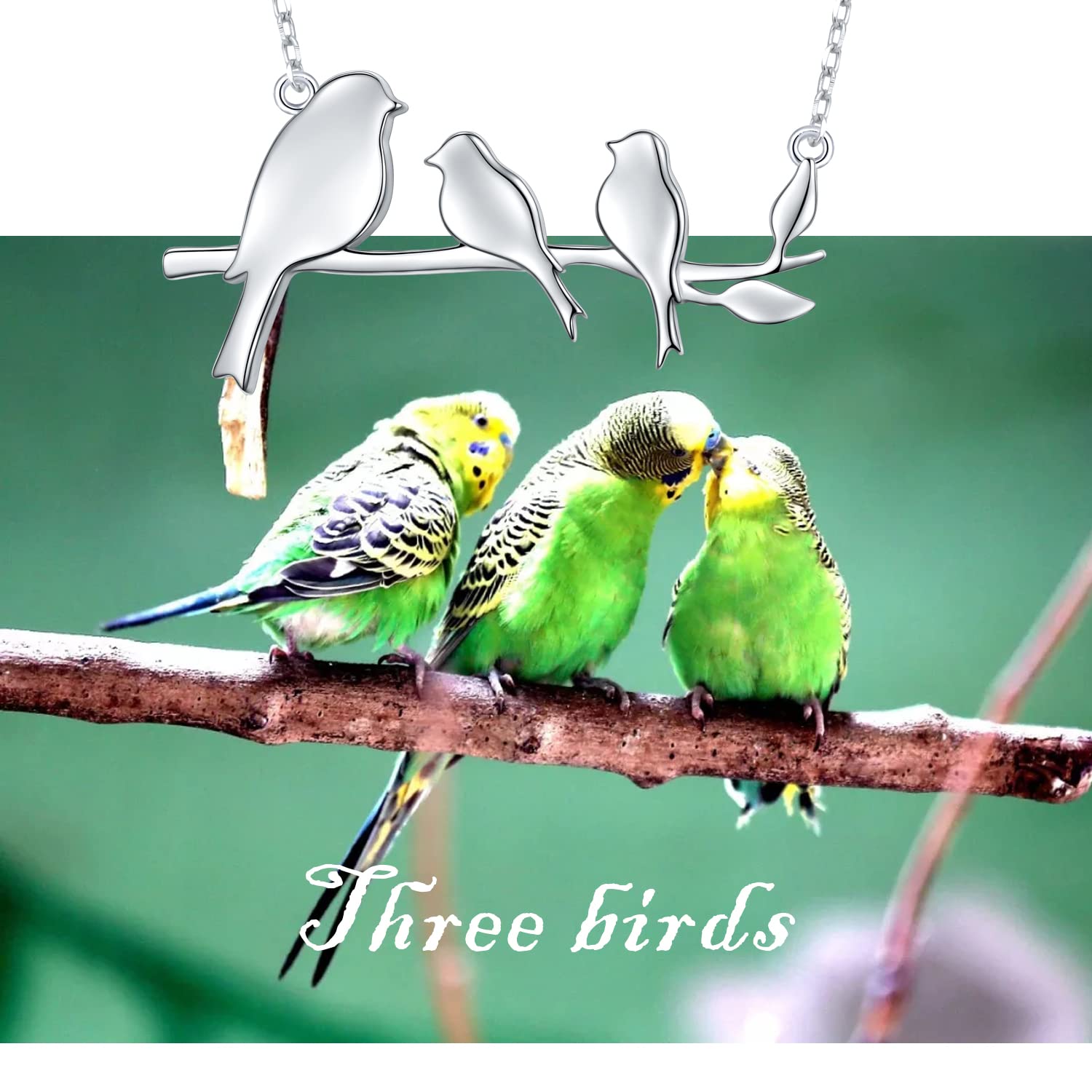 DAOCHONG 925 Sterling Silver 3 Birds on A Branch Necklace Mom and Babies Mother and Children Necklaces for Women Birthday Christmas (3 Birds - Sterling Silver)