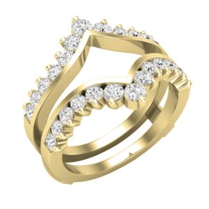 dazzlingrock collection 1.00 ctw round lab grown diamond ladies wedding guard double ring band in 10k yellow gold size 6.5