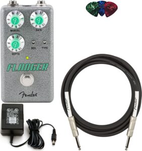 fender hammertone flanger bundle with power supply, instrument cable, and picks