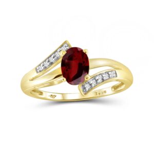 jewelexcess 1.00 ctw garnet & 1/20 carat white diamonds ring in 14k gold over silver