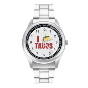 i love tacos funny quartz watch alloy watch for men women with design pattern print