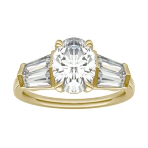 14k yellow gold moissanite by charles & colvard 9x7mm oval engagement ring-size 5 3.26cttw dew