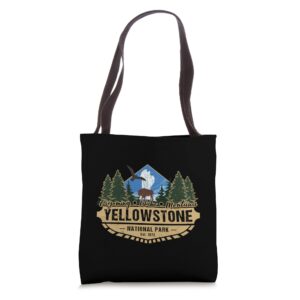 yellowstone national park bison old faithful geyser souvenir tote bag