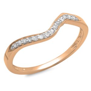 dazzlingrock collection 0.12 carat (cttw) round diamond anniversary stackable band, 10k rose gold, size 7