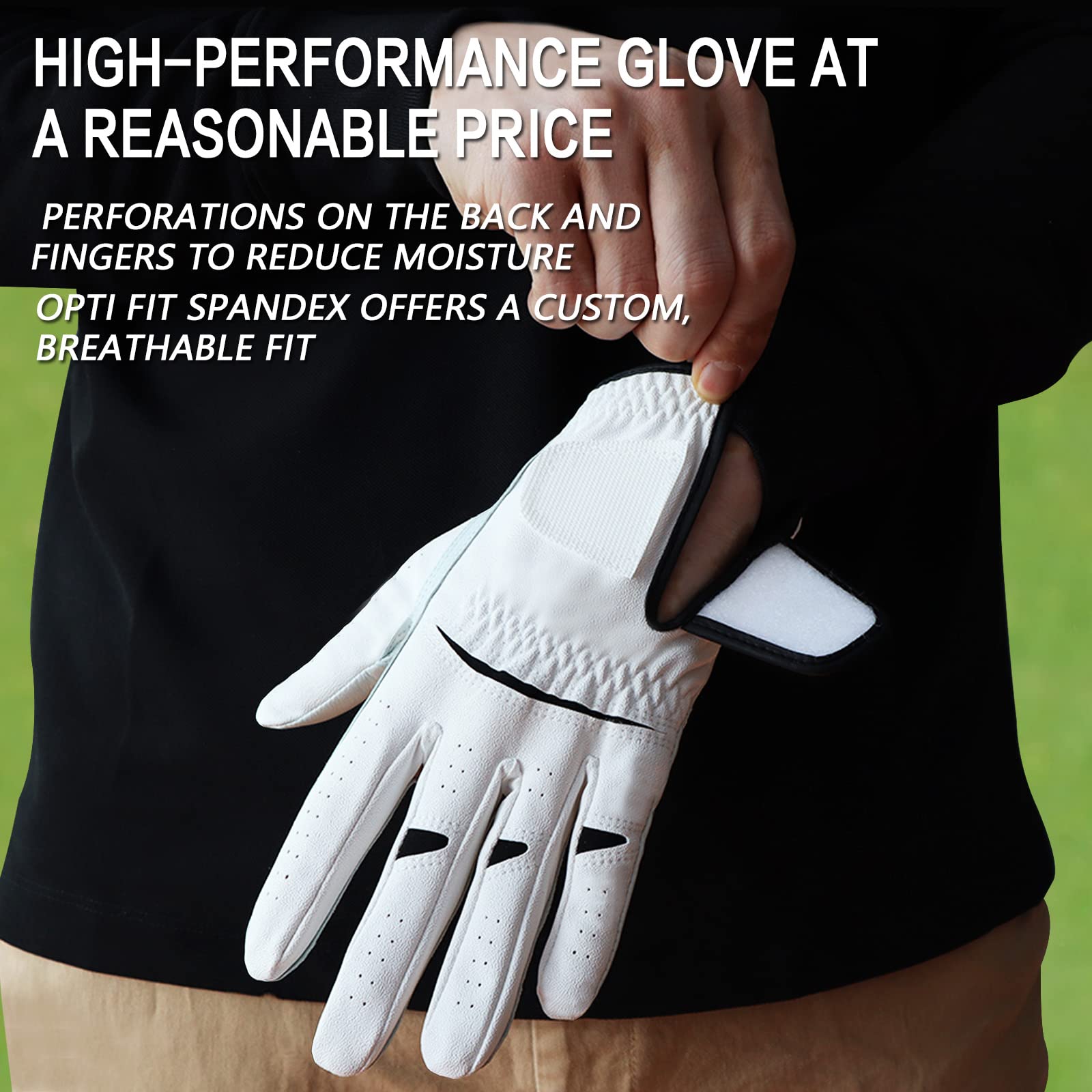 FINGER TEN Golf Gloves Men Left Right Hand Handed Golfer Value Pack (6 Pack, Small, Left)