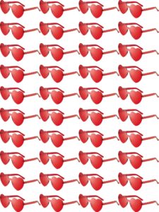 weewooday 40 pairs heart glasses rimless heart shaped frameless sunglasses transparent sunglasses tinted eyewear(red)