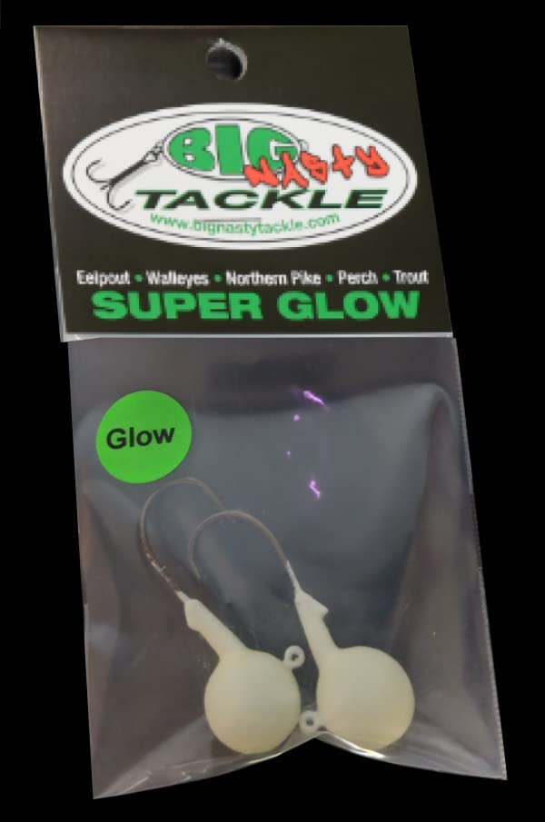 Big and Nasty Tackle Super Glow & Pout Pounder Jigs 2 Count (1 OZ, Blue Glow)