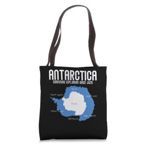 antarctica confusing explorers since 1820 funny antarctica tote bag