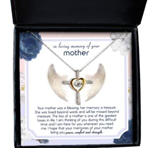 Memorial Gifts - in Loving Memory of Your Mother - Cross Necklace for Bereavement, Sympathy, Condolences - Jewelry for Loss of a Mom