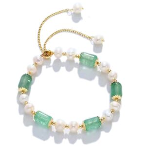 natural jade pearls bracelet gold wealthy good fortune jade bangle amulet for women, lucky jade feng shui healing crystal bracelet