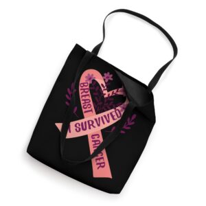 Pink Ribbon Breast Cancer Cure - I Survived Breast Cancer Tote Bag