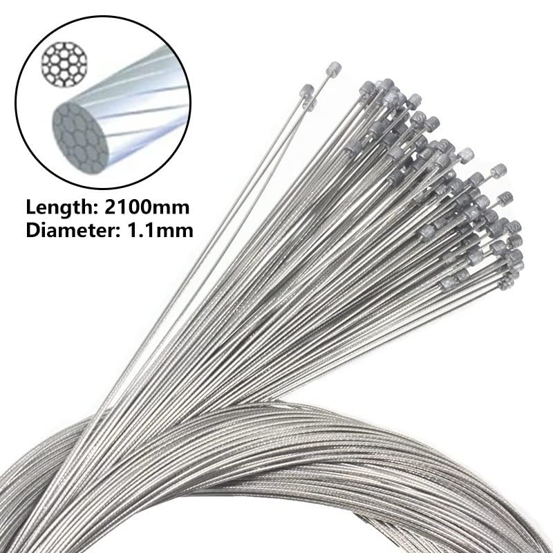 Bicycle Shift Cables Mountain Road Bike Shift Inner Cable Grinding Stainless Steel Derailleur Cable 2100x1.1mm Bike Accessories (10 Pieces)