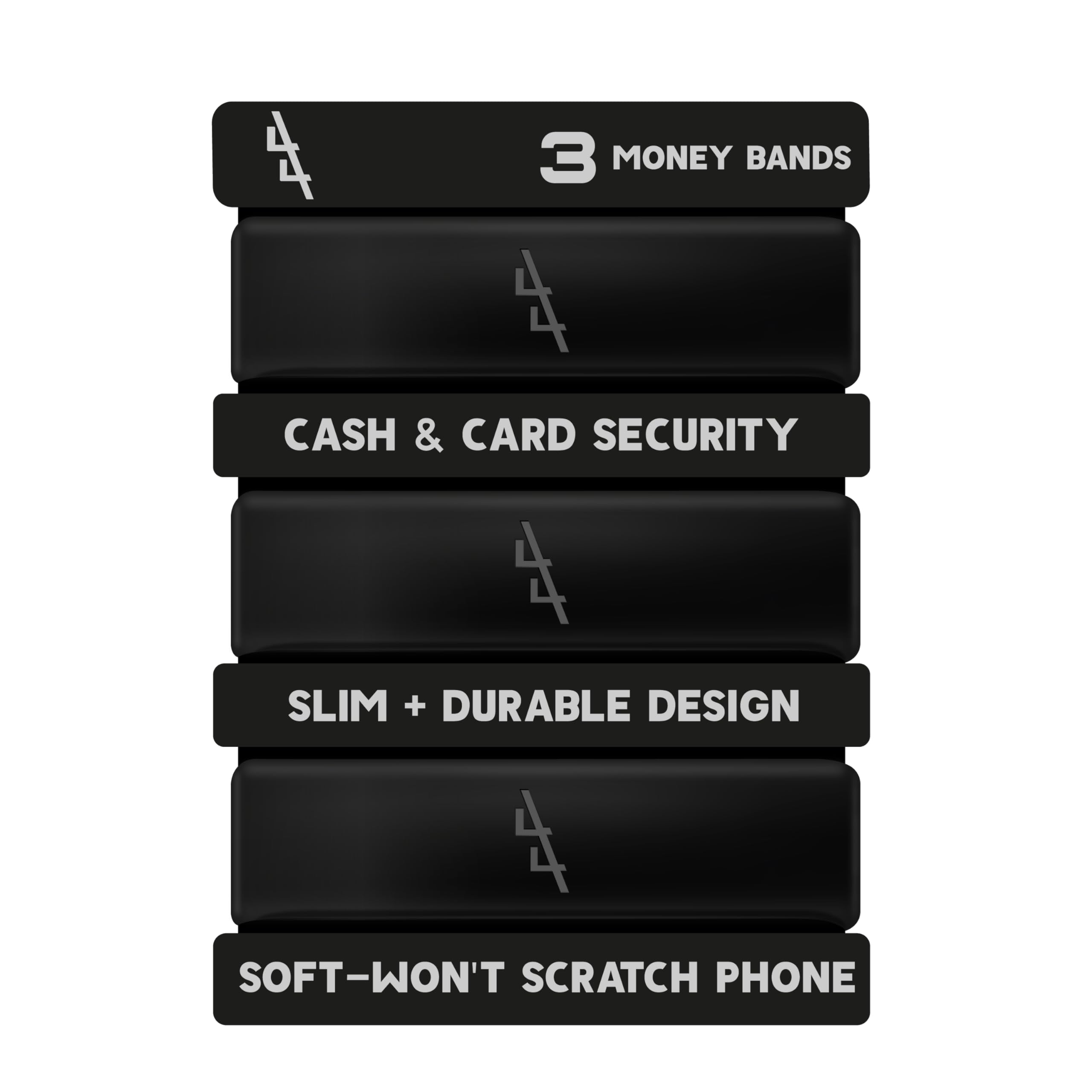 Rubber Money Bands for Cash (3), Wallet Money Clip Alternative (Black)