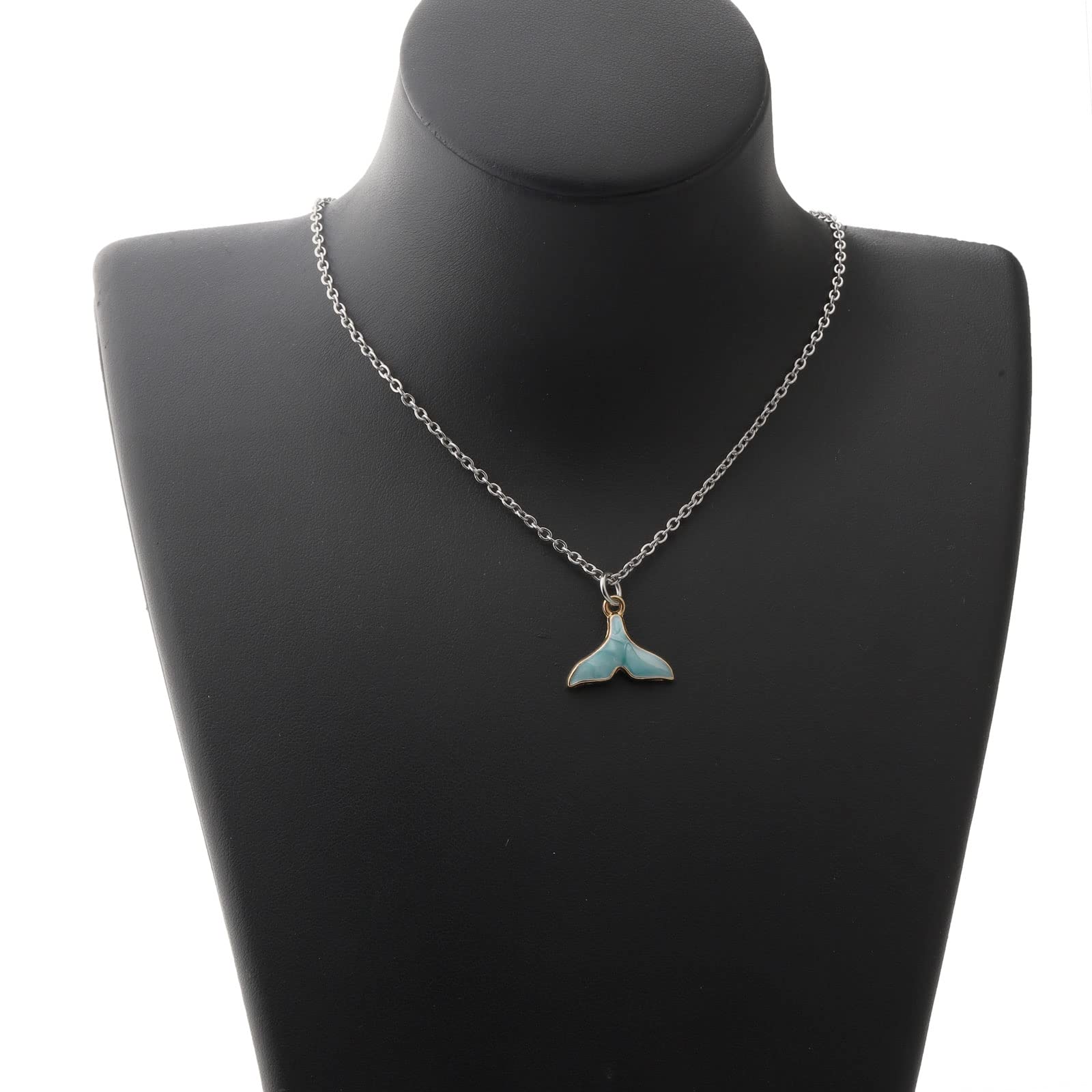 KUIYAI Whale Tail Necklace Whale Dolphin Lovers Gift Message Card Gift BFF Gift Blue Whale Gift Valentine's Day Gift for Women (Tail NC)