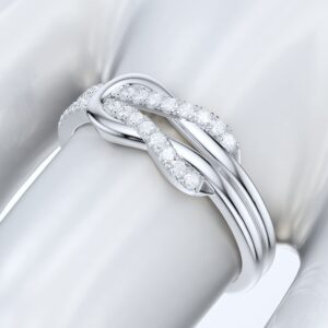 PRSTANI 10K White Gold Tie The Love Knot Genuine Moissanite Intertwined Ring Promise Ring (8)