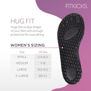 FITKICKS Original Women's Foldable Active Lifestyle Minimalist Footwear Barefoot Yoga Sporty Water Shoes - Black, Small