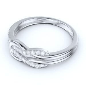 PRSTANI 10K White Gold Tie The Love Knot Genuine Moissanite Intertwined Ring Promise Ring (8)