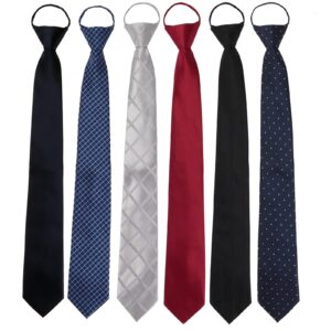 meianju mens ties, mens zipper ties neckties for men, silky zip up ties, men's pretied ties set (mixed color 6pcs)