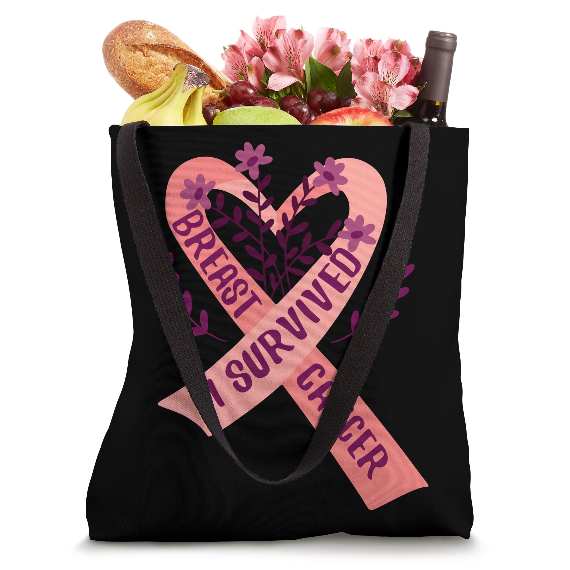 Pink Ribbon Breast Cancer Cure - I Survived Breast Cancer Tote Bag