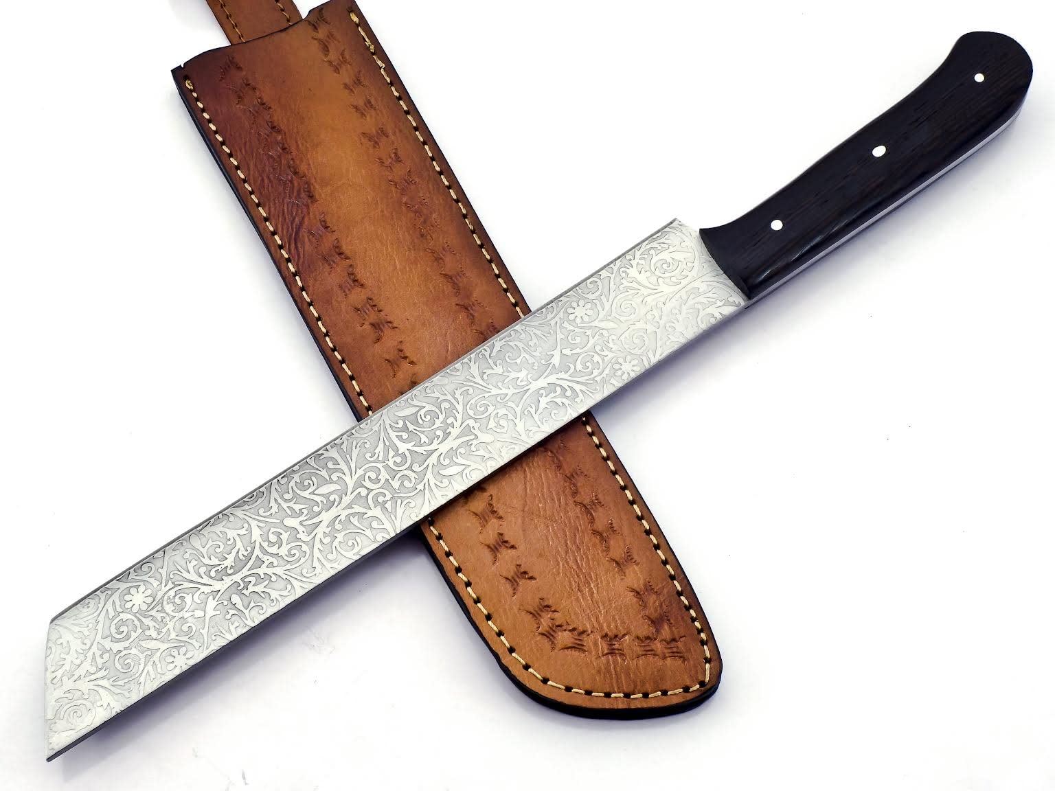 UK UNIQUE SHARP KNIVES BK-782 Handmade Stainless steel 15Inches Full Tang Hunting Knife - Beautiful Wenge Wood Handle