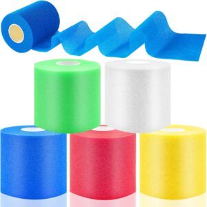 5 pieces foam underwrap tape athletic foam tape sports pre-wrap breathable roll tape for elbow wrists hands knees ankles (5pcs)