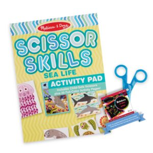 melissa & doug sea life: s c i s s o r skills activity pad bundle with 1 theme compatible m&d scratch fun mini-pad (32007)