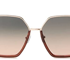 Jessica Simpson J6051 Retro Women's Metal Hexagonal Sunglasses with 100% UV Protection. Glam Gifts for Her, 60 mm, Gold & Brown