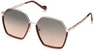 jessica simpson j6051 retro women's metal hexagonal sunglasses with 100% uv protection. glam gifts for her, 60 mm, gold & brown