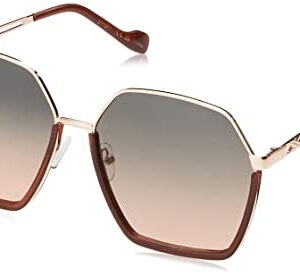 Jessica Simpson J6051 Retro Women's Metal Hexagonal Sunglasses with 100% UV Protection. Glam Gifts for Her, 60 mm, Gold & Brown