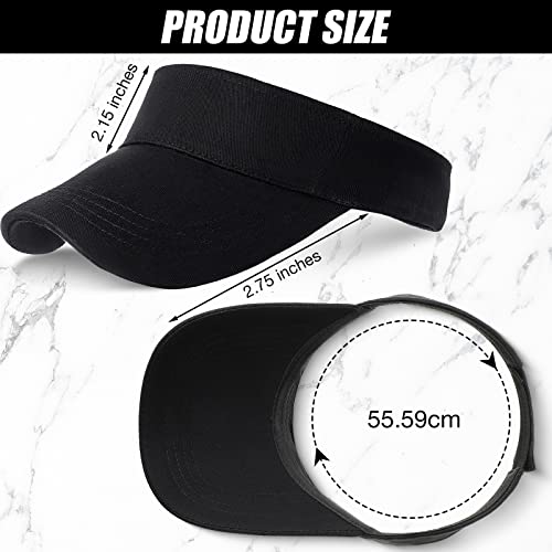 15 Pieces Sun Visor Hats Sport Wear Athletic Sun Visor Caps Adjustable Sun Protection Visors for Women Men (Black)