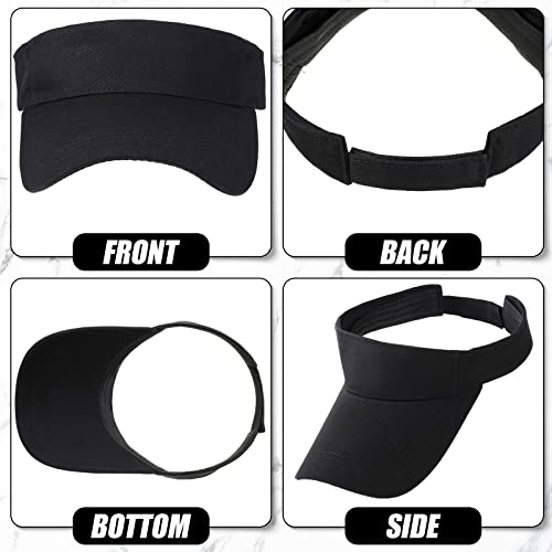 15 Pieces Sun Visor Hats Sport Wear Athletic Sun Visor Caps Adjustable Sun Protection Visors for Women Men (Black)