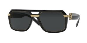 versace ve4399 gb/187 58mm black/dark grey square sunglasses for men + bundle with designer iwear eyewear kit