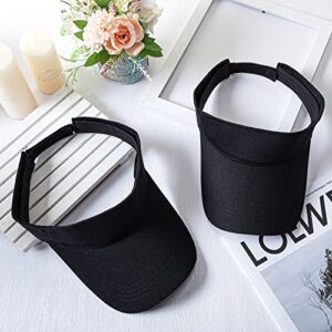 15 Pieces Sun Visor Hats Sport Wear Athletic Sun Visor Caps Adjustable Sun Protection Visors for Women Men (Black)