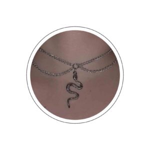 yheakne punk snake pendant necklace choker silver layered serpent necklace chain gothic snake necklace retro snake collar necklace jewelry for women