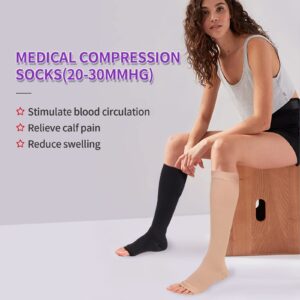 Open Toe Compression Socks Compression Stockings Toeless Support Hose 20 -30 mmHg XX-Large