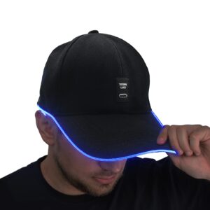 safebao led hat light up baseball cap with 11 flashing modes glow rave party hat for festival hip-hop club (black)