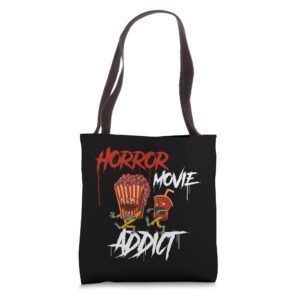 horror movie addict tote bag