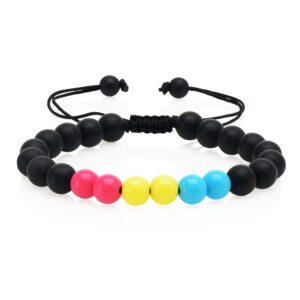 wydmire handmade pansexual pride flag color bead bracelet lgbtqia+ non binary stuff - adjustable