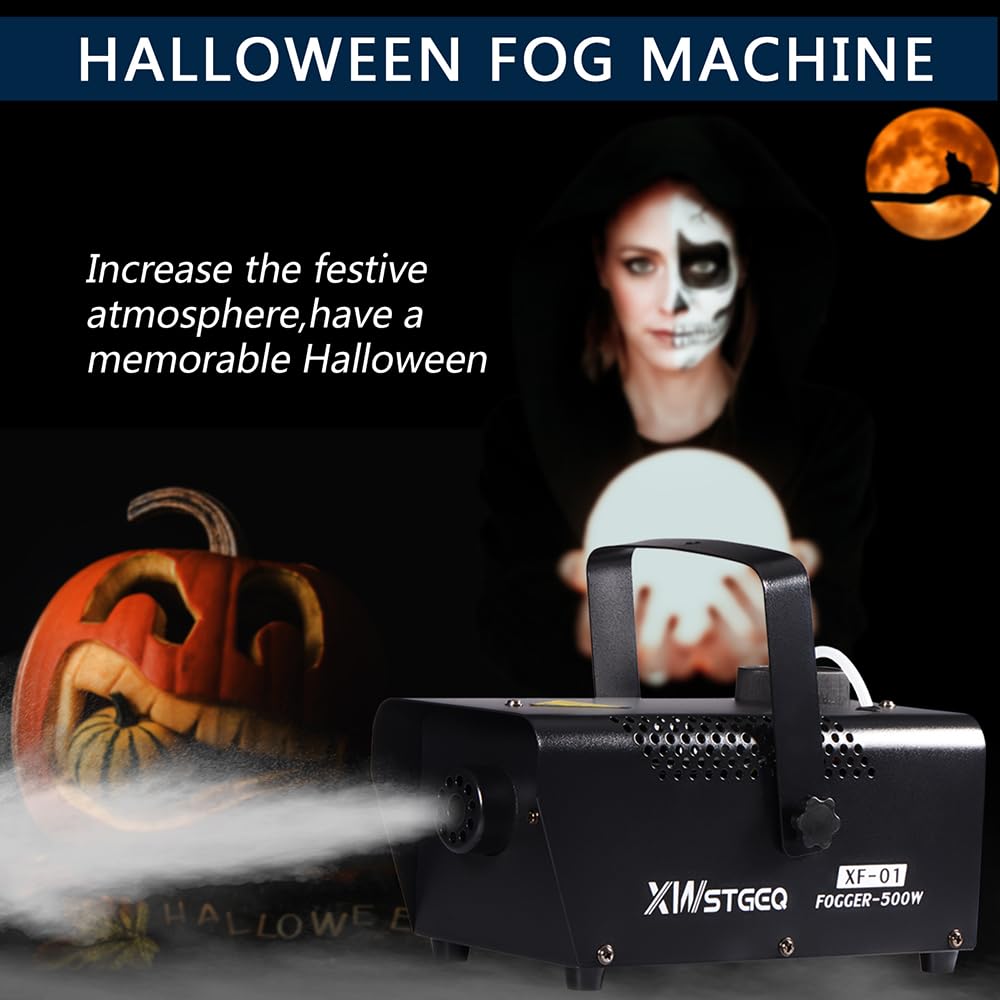 XWSTGEQ Fog Machine Smoke Machine for Halloween Parties Wedding Photography,500 Watt Portable Safe Fogger Machines with 2 Temperature Controllers