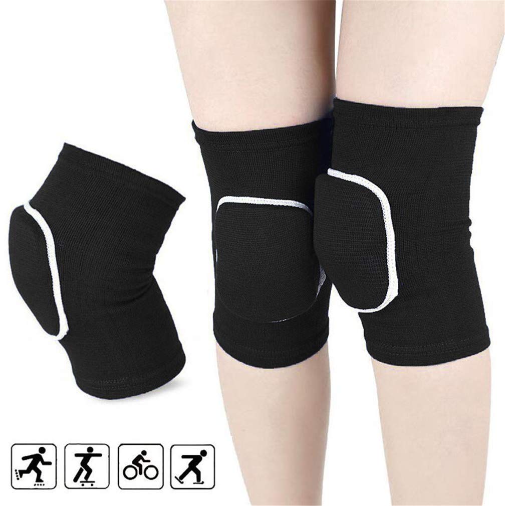 Kids Knee Pads, Breathable Sponge Soft Knee Brace Comfort Compression Knee Sleeves, Anti-Slip Collision Avoidance Knee Protective Gear for Yoga Basketball Volleyball Soccer Biking Sports (XS, black)