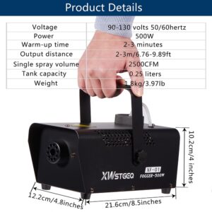 XWSTGEQ Fog Machine Smoke Machine for Halloween Parties Wedding Photography,500 Watt Portable Safe Fogger Machines with 2 Temperature Controllers