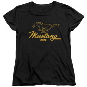 ford mustang pony script women's t shirt (medium) black