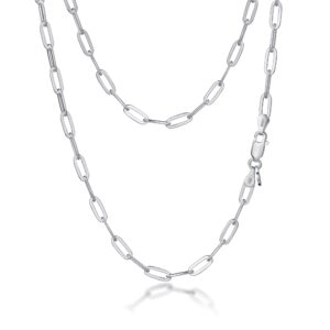 amberta women's 925 sterling silver paperclip chain: 3.6 mm 45 cm/18 inch