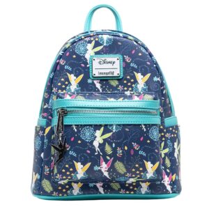 loungefly women's disney teal tinkerbell glow in the dark allover print backpack