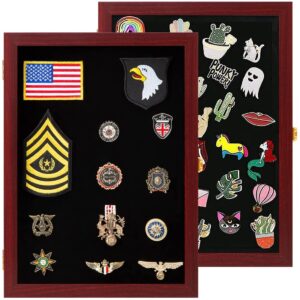 verani pin display case 14x19 pin collection display box military medal display frame with 98% uv protection acrylic door for beach tags jewelry insignia ribbons patches insignia ribbons sport pins