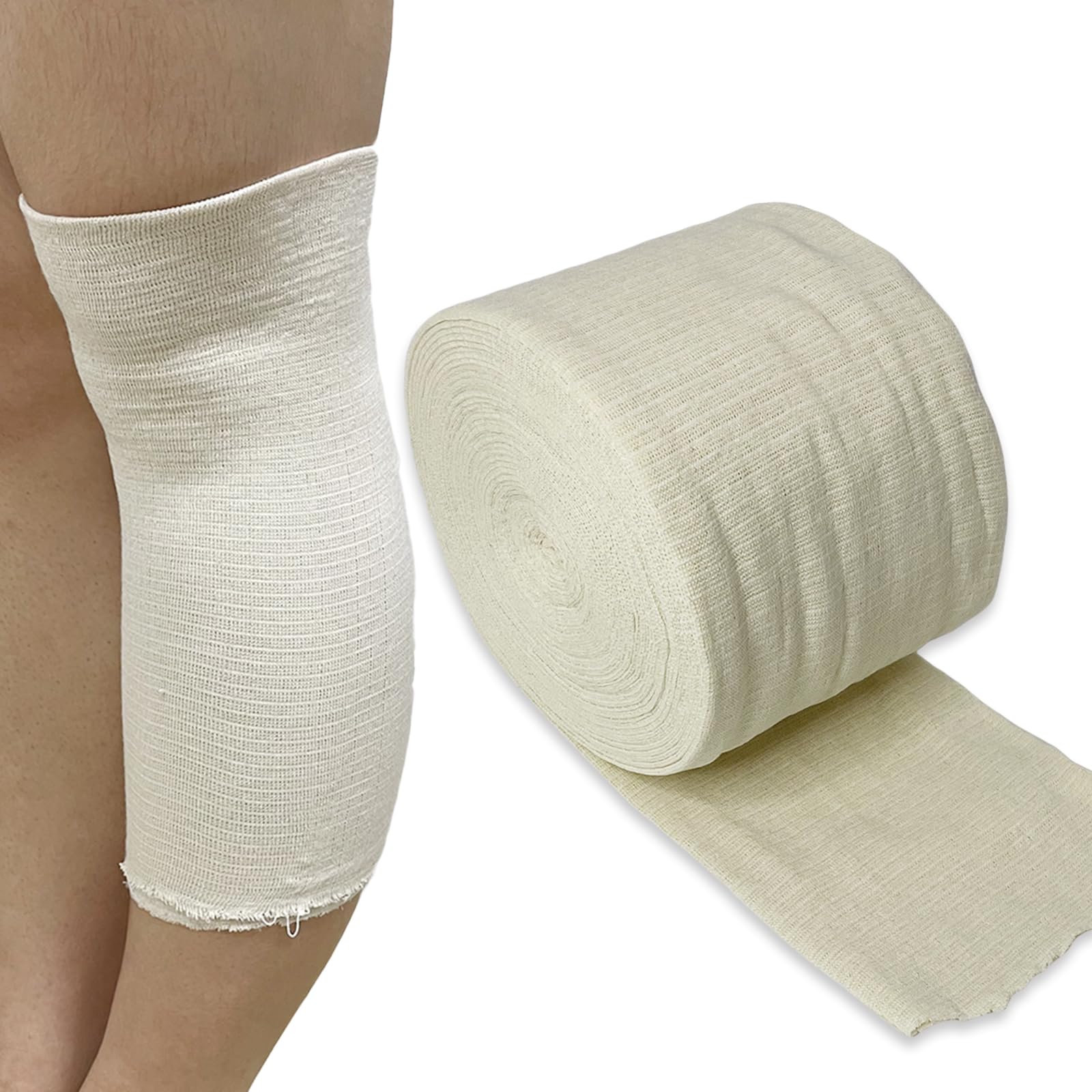 Elastic Tubular Bandage - Stockinette Compression Strap for Arm Knee Ankle Leg First Aid Supplies, Stretch to 1.8 Multiple (3.5"W x 394"L)