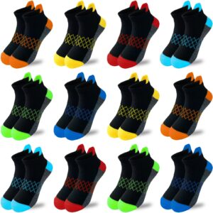 jamegio boys socks 12 pairs half cushion low cut socks sport ankle athletic sock for little big kids size age 3-10 years (7-10 years)