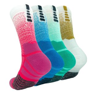 yqhmt athletic crew socks performance thick cushioned sport basketball running training compression socks for men & women